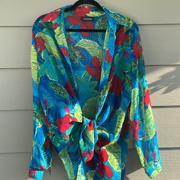 Tops | Vintage Amy Jess Resort West Tropical Print Blouse | Poshmark